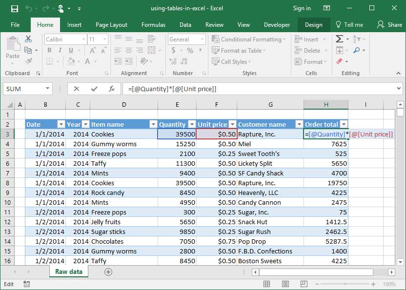 Using Tables In Excel Deskbright